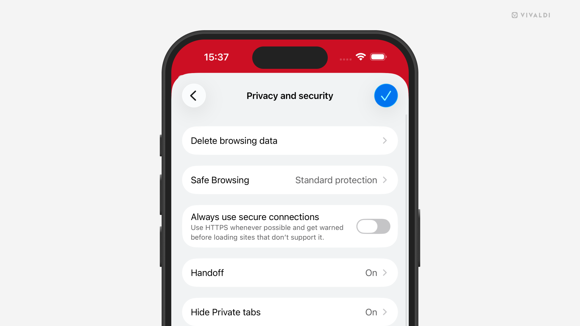 Privacy- en beveiligingsinstellingen in Vivaldi voor iOS | Vivaldi Help